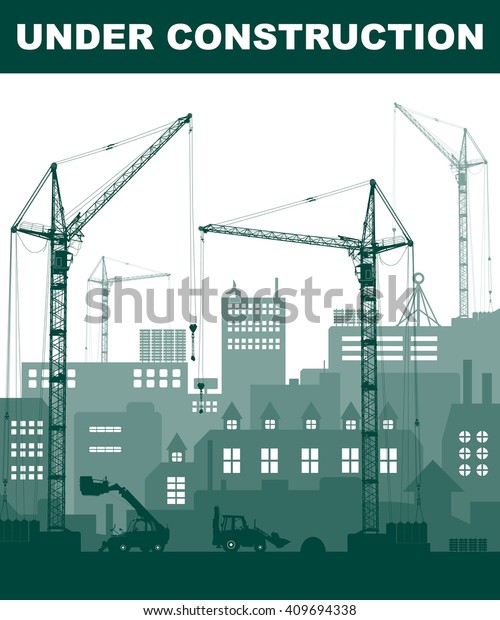 Turquoise Under Construction Concept Building Site Stock Vector ...
