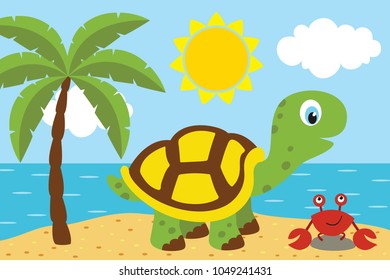 Turtle Cancer On Beach Vector Illustration Stock Vector (Royalty Free ...