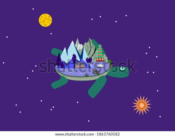 Turtle Carrying World Space Stock Vector (Royalty Free) 1863760582 ...