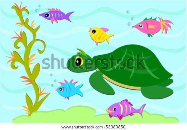 Turtle Fish Friends Vector Stock Vector (Royalty Free) 53360650 ...