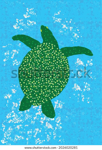 Turtle Journey Vector Pointilism Illustration Stock Vector (Royalty ...
