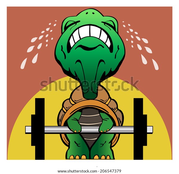 Turtle Lift Turtle Attempts Lift Weights Stock Vector (Royalty Free ...