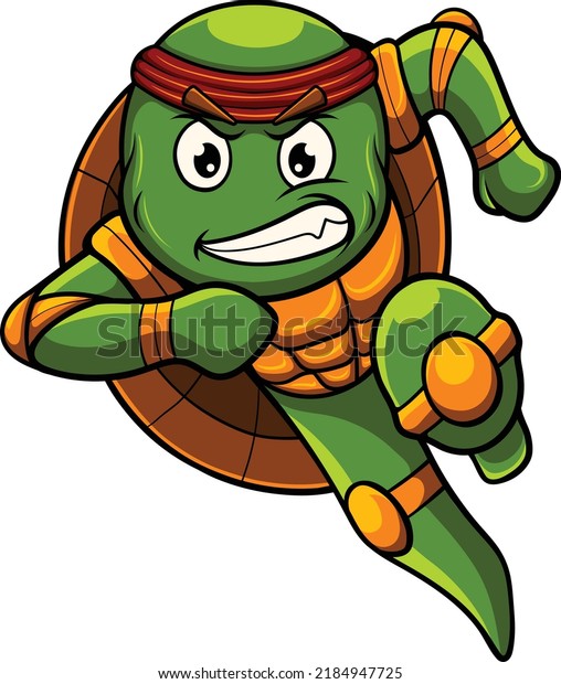 Turtle Mascot Illustration Ninja Pose Stock Vector (Royalty Free ...