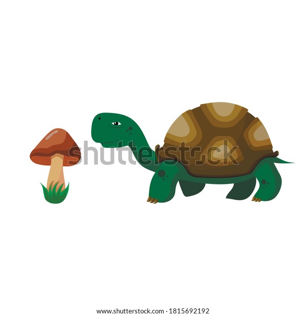 Turtle Mushroom Drawn On White Background Stock Vector (Royalty Free ...