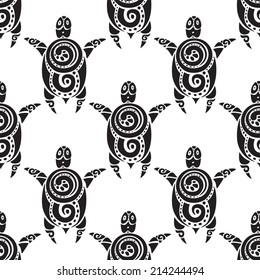 Turtle Polynesian Tribal Pattern Seamless Vector Stock Vector (Royalty ...