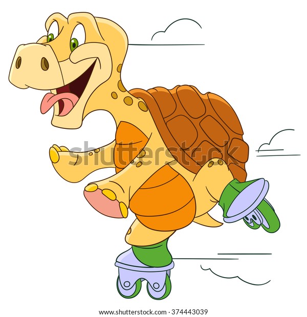 Turtle Roller Skating High Speed Cartoon Stock Vector (Royalty Free ...