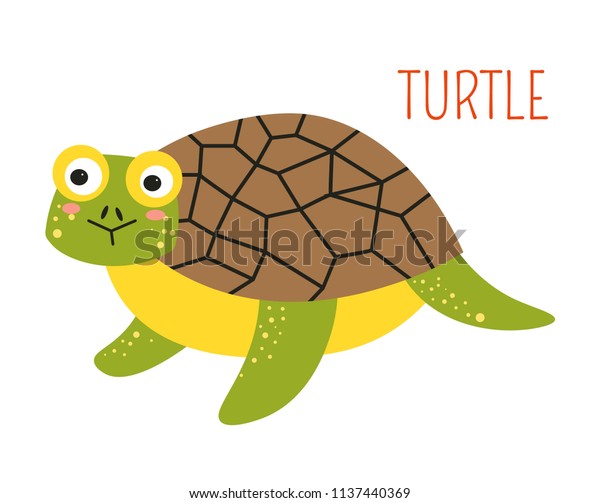 Turtle Shell Cartoon Childish Book Character Stock Vector (Royalty Free ...
