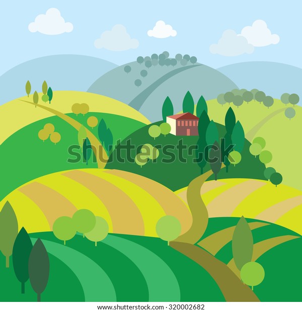 Tuscany Landscape Vector Illustration stockvector (rechtenvrij) 320002682
