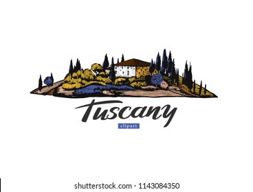 Tuscany Vector Hand Drawn Graphic Excellent Stock Vector (Royalty Free ...