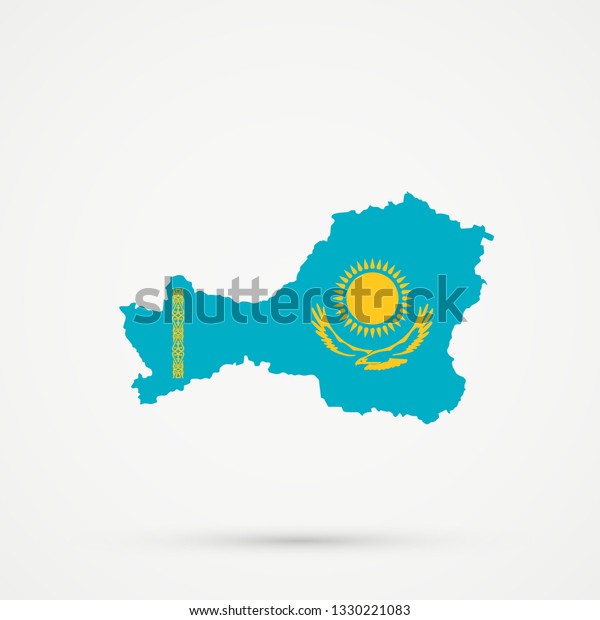 Tuva Republic Map Kazakhstan Flag Colors Stock Vector (Royalty Free ...