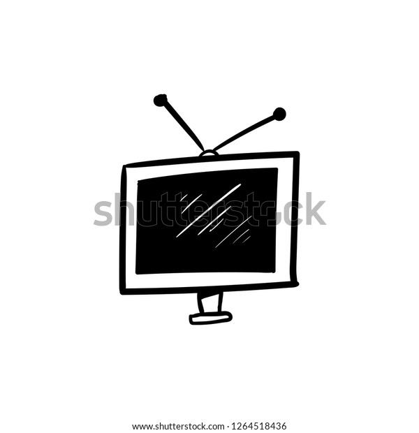 Tv Doodle Icon Vector Drawing Stock Vector (Royalty Free) 1264518436 ...