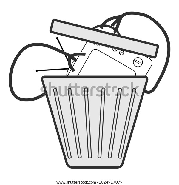 Tv Garbage Can Concept Television Information Stock Vector (Royalty ...