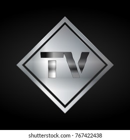 Tv Monogram Silver Logo Metal Logo Stock Vector (Royalty Free ...