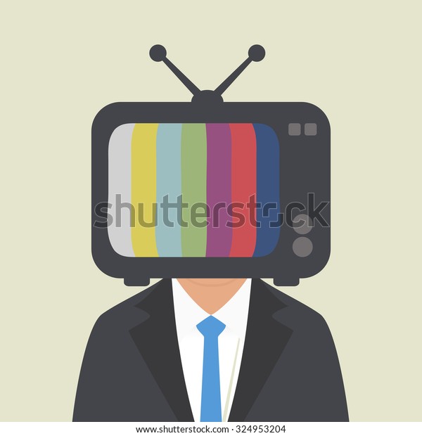 Tv On Head Man Stock Vector (Royalty Free) 324953204 | Shutterstock