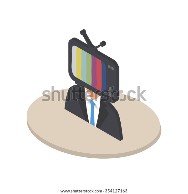 Tv On Head Man Isometric Design Stock Vector (Royalty Free) 354127163 ...