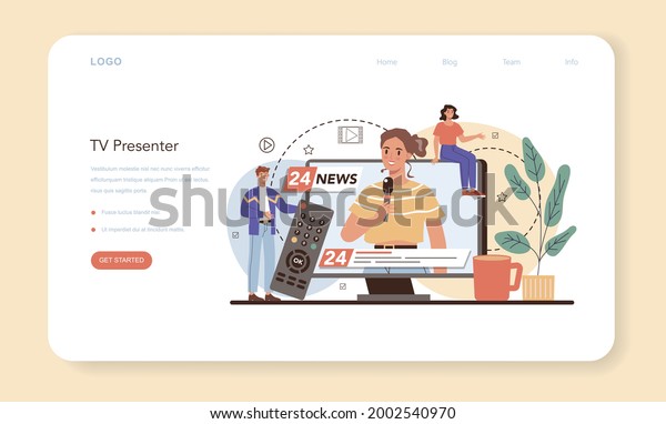 Tv Presenter Web Banner Landing Page Stock Vector (Royalty Free ...