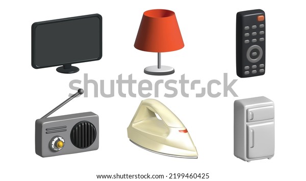 Tv Radio Electronics 3d Icon Set Stock Vector (Royalty Free) 2199460425 ...