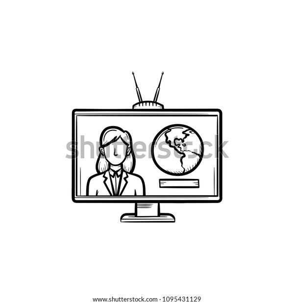 Tv Report Hand Drawn Outline Doodle Stock Vector (Royalty Free ...
