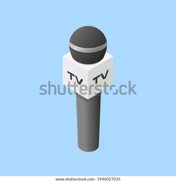 Tv Reporter Microphone Concept Isometric Colored Stock Vector (Royalty ...
