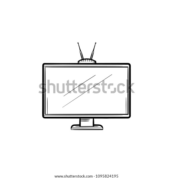 Tv Set Hand Drawn Outline Doodle Stock Vector (Royalty Free) 1095824195