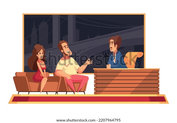 Tv Talk Show Cartoon Composition Male Stock Vector (Royalty Free ...