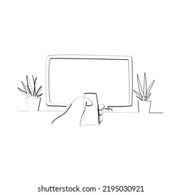 Tv Vector Illustration Drawn Line Art Stock Vector (Royalty Free ...