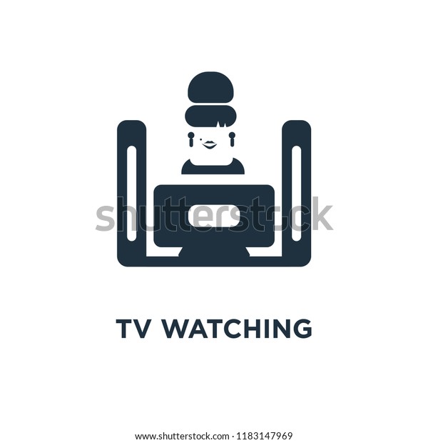 Tv Watching Icon Black Filled Vector Stock Vector (Royalty Free ...
