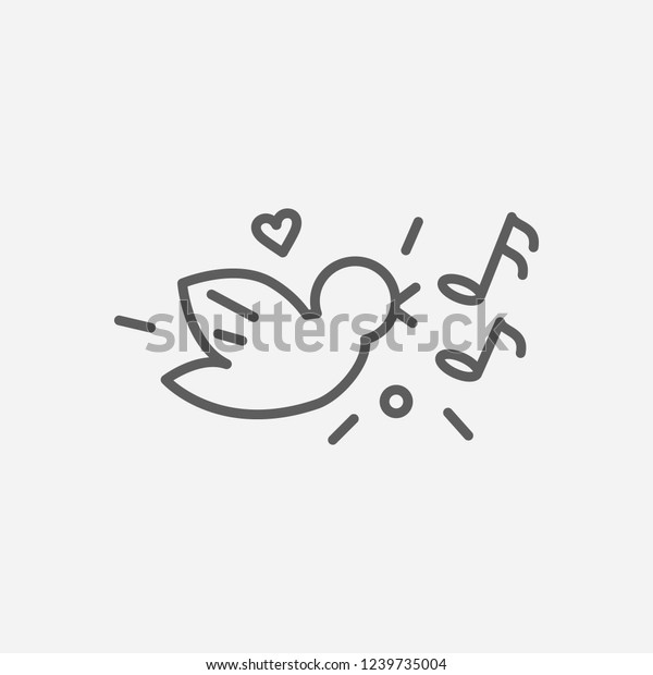Tweeting Bird Icon Line Symbol Isolated Stock Vector (Royalty Free ...