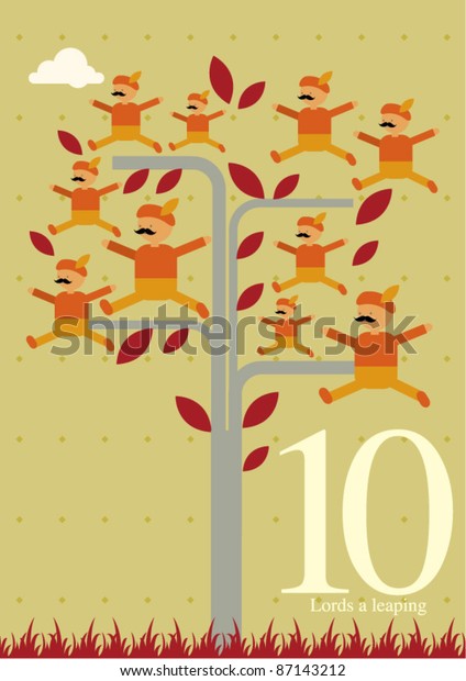 Twelve Days Christmas Tenth Day Christmas Stock Vector Royalty Free