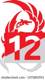 Twelve Numbers On Red Gray Background Stock Vector (Royalty Free ...