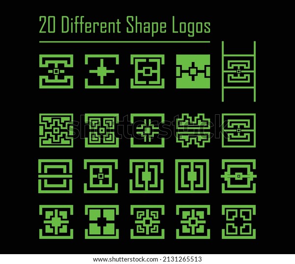 Twenty Different Square Shaped Logos Stock Vector (Royalty Free ...
