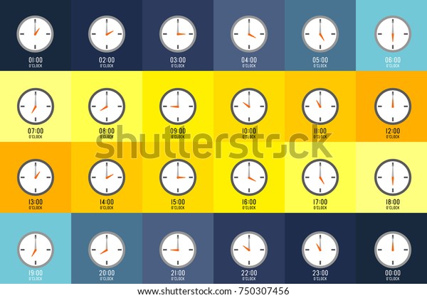 Twenty Four Hours Clocks Shows What Stock Vector (Royalty Free) 750307456