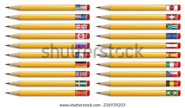 Twenty Pencils Flags Worldvector Illustration Stock Vector (Royalty ...
