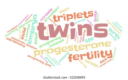Twins Word Cloud Multicolored Font White Stock Vector (Royalty Free ...