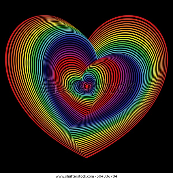 Twisted Spectrum Concentric Heart Shapes Isolated Stock Vector (Royalty ...