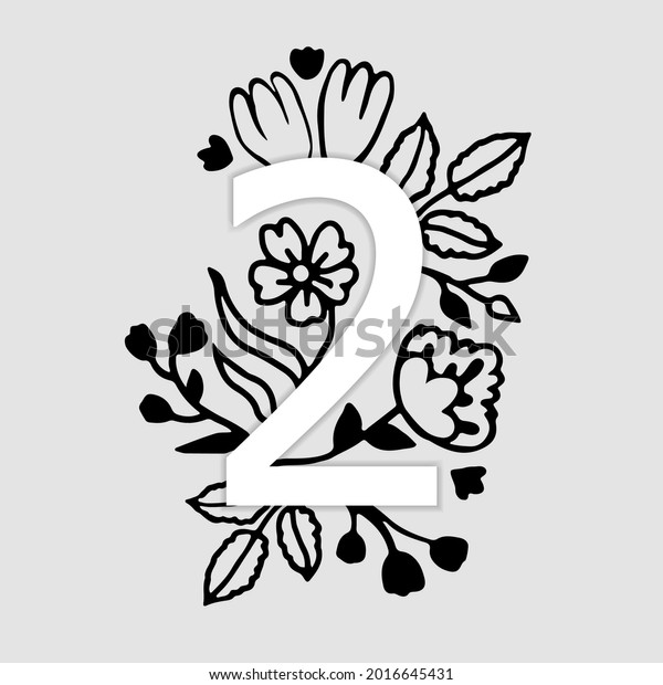 Two Alphabet Number Two Flower Vector Stock Vector (Royalty Free ...