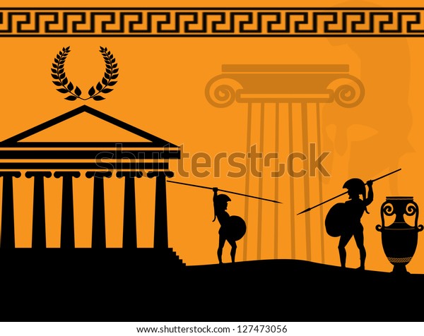 Two Ancient Greek Warriors Fighting On Stock Vector (Royalty Free ...