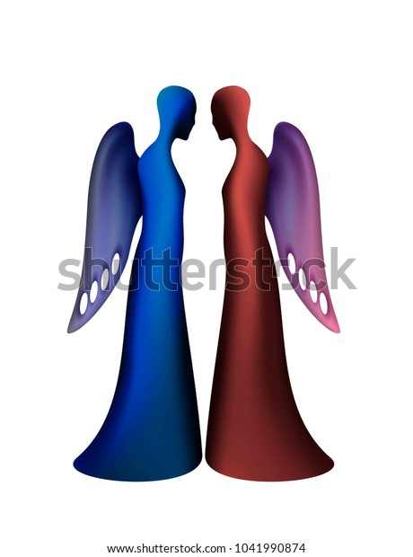 Two Angels Together Forever Futuristic Angels Stock Vector (Royalty ...