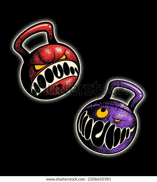 Two Angry Kettlebells Cartoon Style Vector Stock Vector (Royalty Free ...