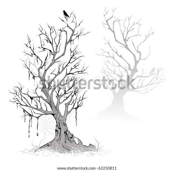 Two Artistic Painted Dead Dried Tree Stock Vector (Royalty Free) 62250811