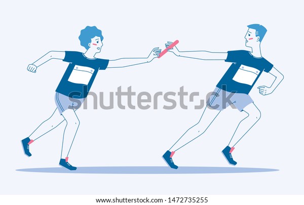 Two Athletes Performing Relay Race Vector Stock Vector (Royalty Free ...