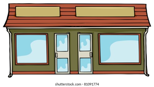 Two Attached Commercial Storefronts Blank Signs Stock Vector (Royalty ...