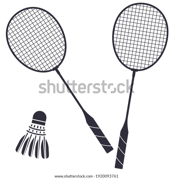 Two Badminton Rackets Shuttlecock Black Illustration Stock Vector ...
