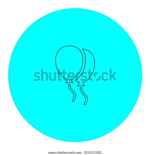 Two Balloons Black Outline Flat Icon Stock Vector (Royalty Free ...