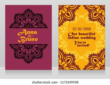 Two Banners Indian Style Wedding Round Stock Vector (Royalty Free ...