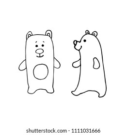 Two Bears Black White Vectorillustration Outline Stock Vector (Royalty ...