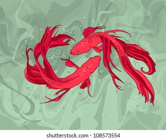 Two Beautiful Fish Water Stock Vector (Royalty Free) 108573554 ...