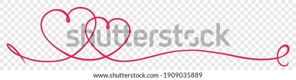 Two Beautiful Hearts Ribbon Calligraphy Line Stock Vector (Royalty Free ...