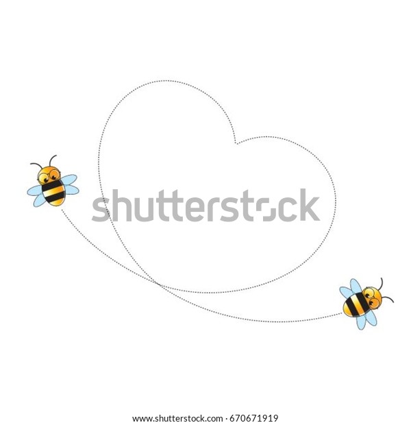 Two Bees Flying Heart Shapevector Drawing 스톡 벡터(로열티 프리) 670671919 ...