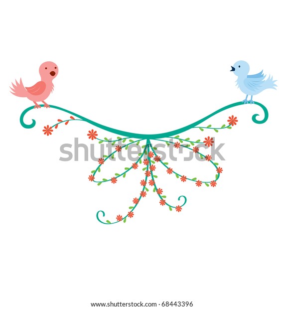 Two Bird Holding Onto Ribbon Like Stock Vector (Royalty Free) 68443396